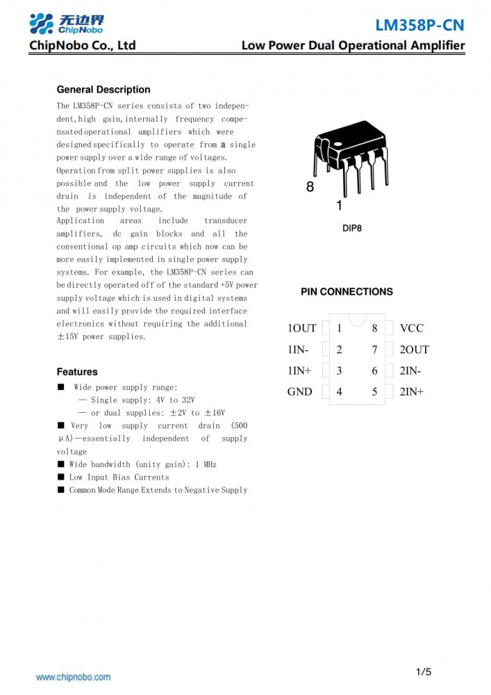 LM358P-CN datasheet page 1