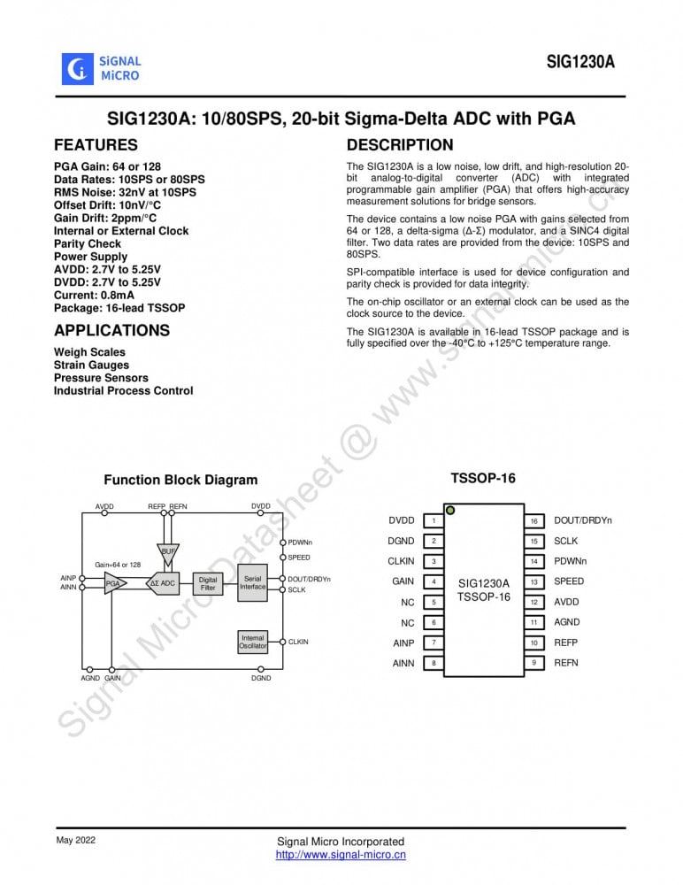 SIG1230A datasheet page 1