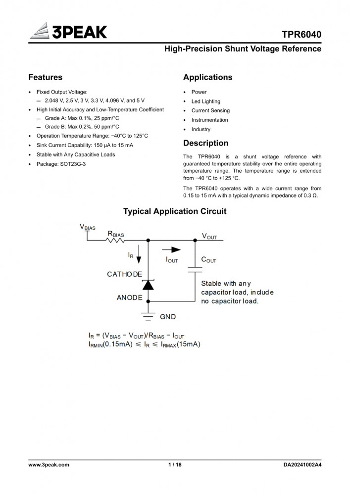 TPR6040 datasheet page 1