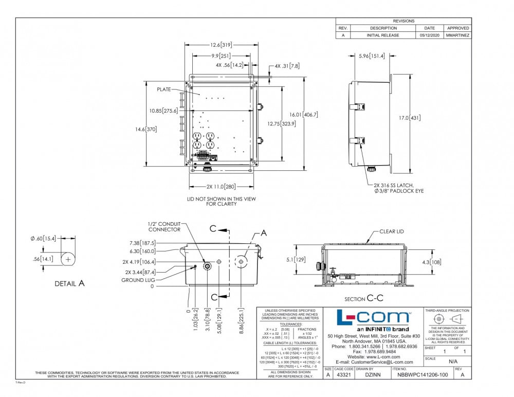L-com NBBWPC141206-100 technical drawing page