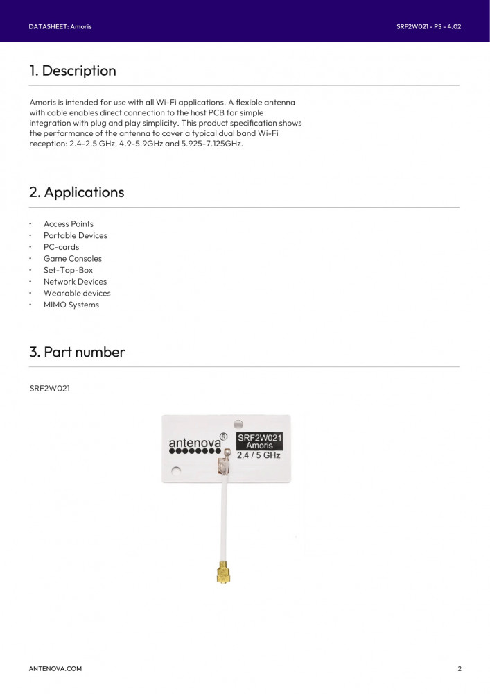 Amoris datasheet page 2