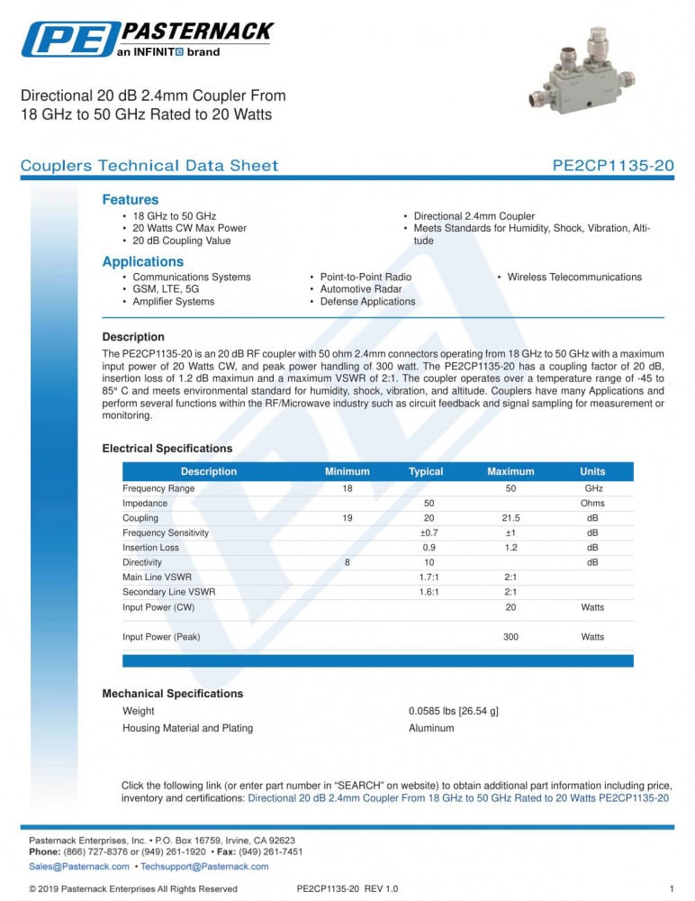 PE2CP1135-20 datasheet page 1