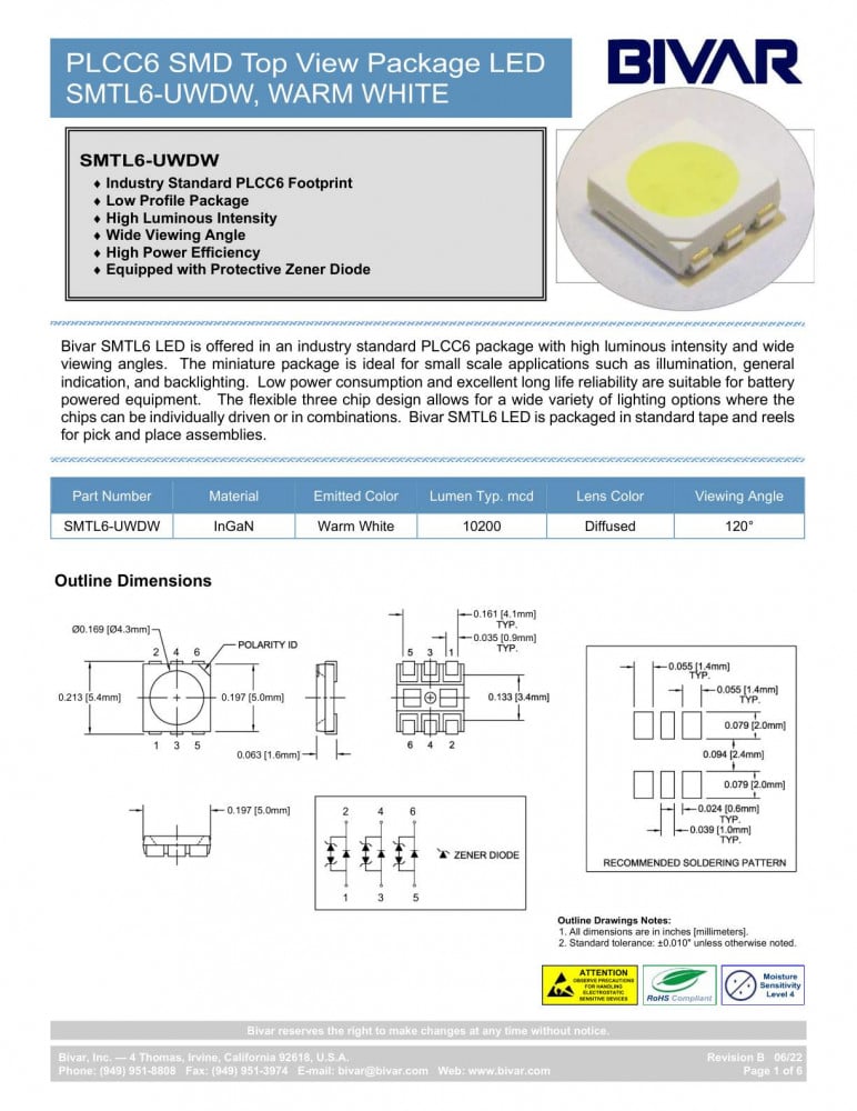 SMTL6-UWDW datasheet page 1