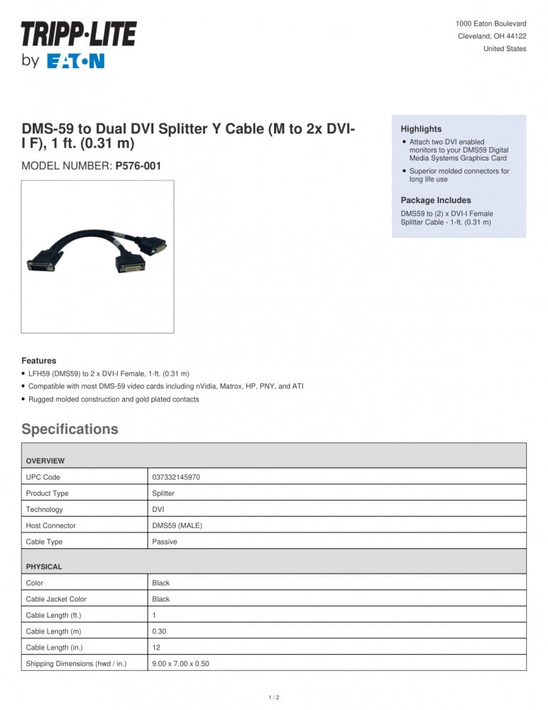 P576-001 technical document page 1