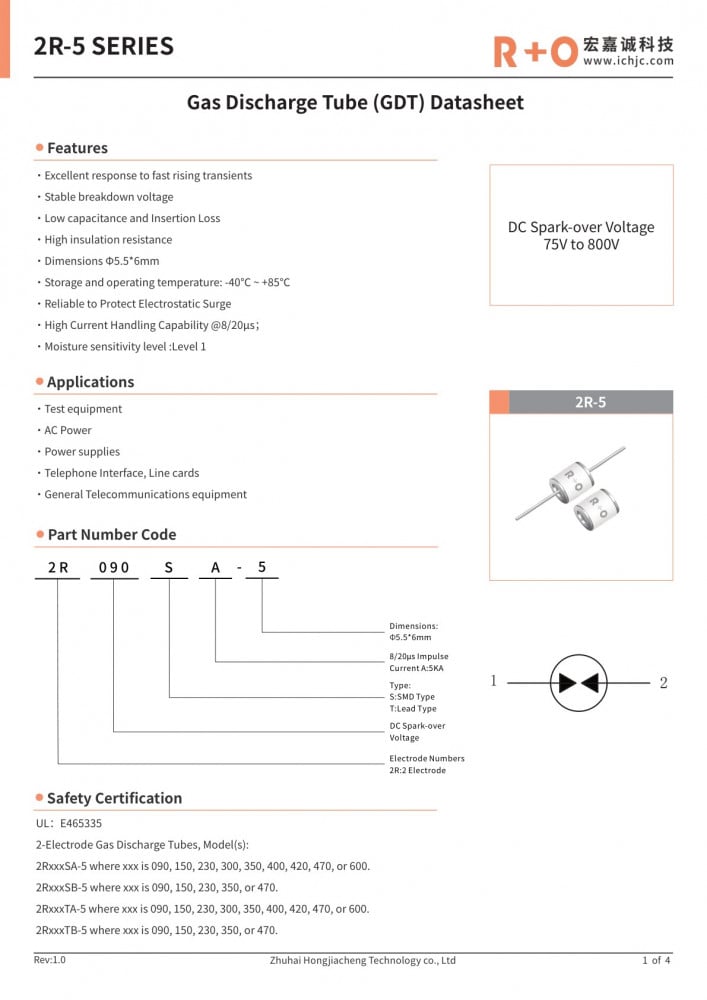 R+O GDT datasheet page 1