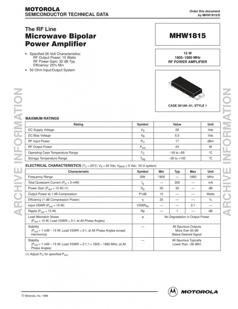 MHW1815 datasheet page 1