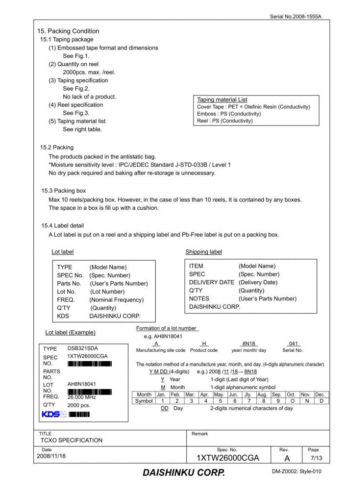 KDS 1XTW26000CGA specification page 8