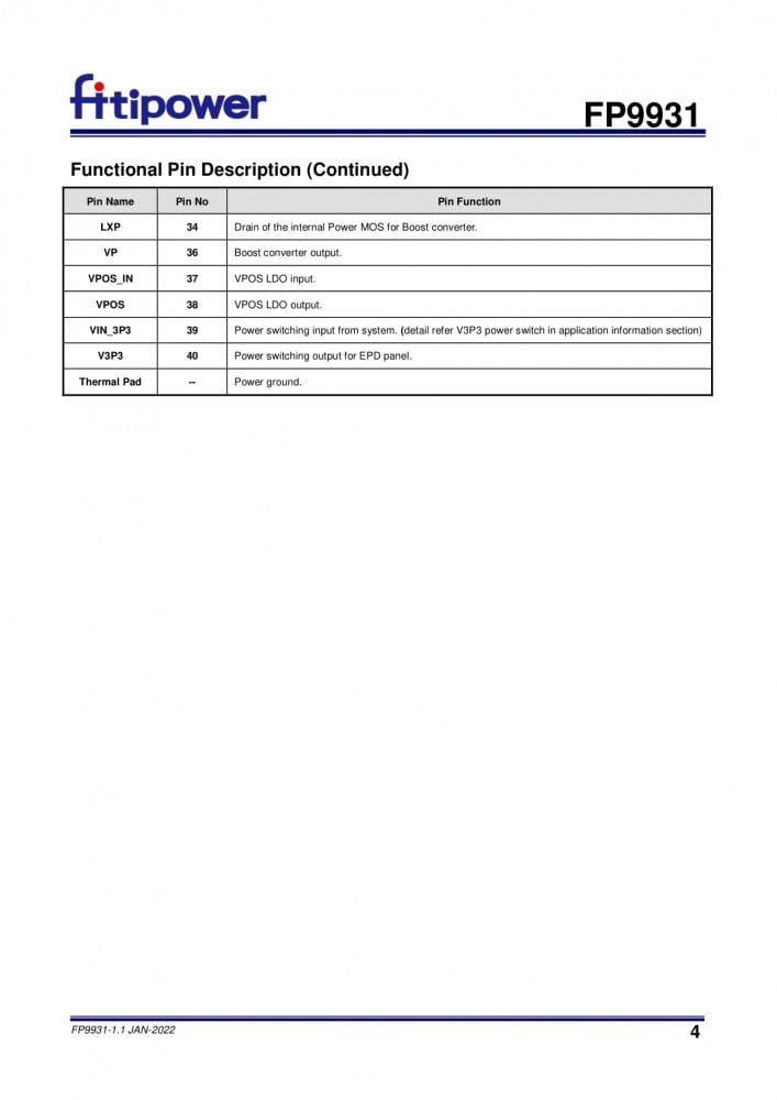 FP9931WD datasheet page 4