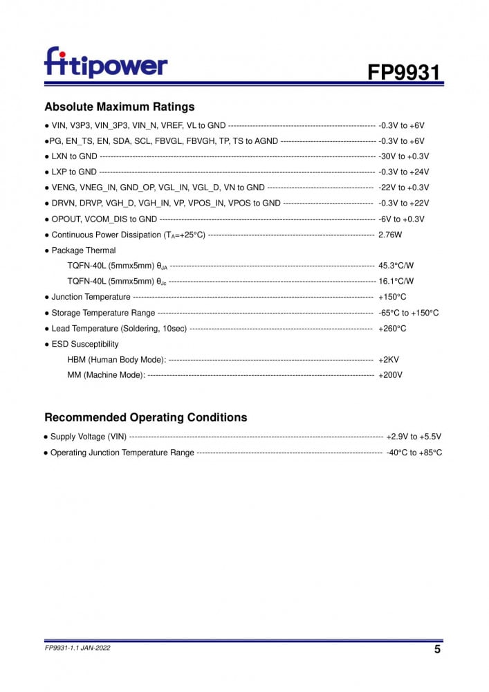 FP9931WD datasheet page 5