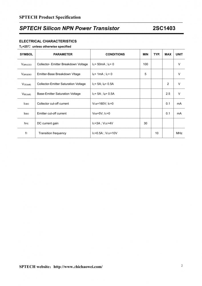 2SC1403 SPTECH datasheet page 2