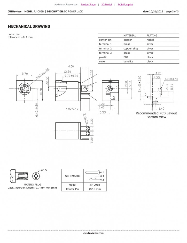CUI PJ-006B datasheet page 2