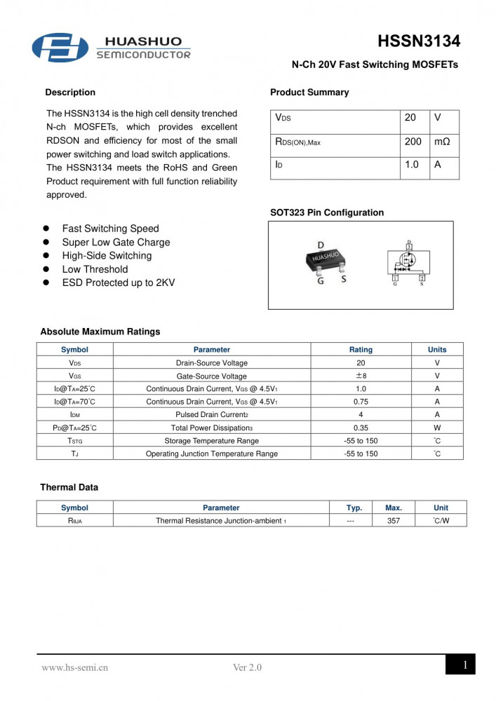 HSSN3134 datasheet page 1