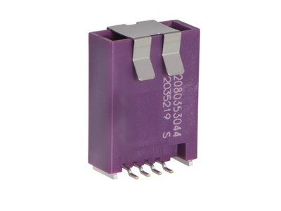 ConnTAK50 Header, Single Row, Vertical, Surface Mount, 4 Circuits, Key D, Violet, with Pick-and-Place Tape for sale