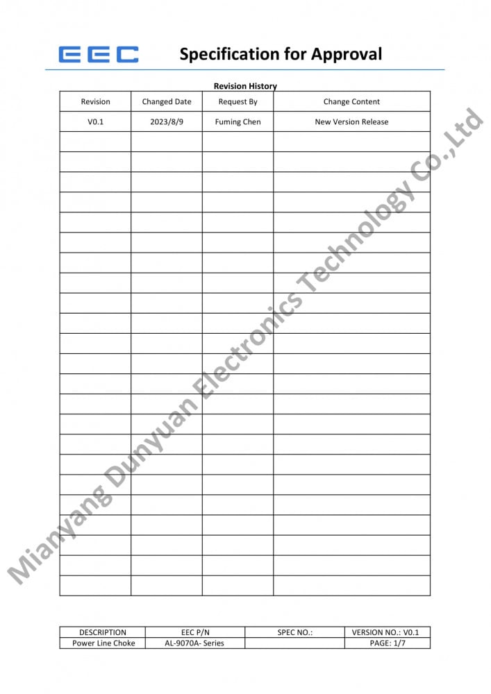 AL-9070A-701T0 approval specification page 2