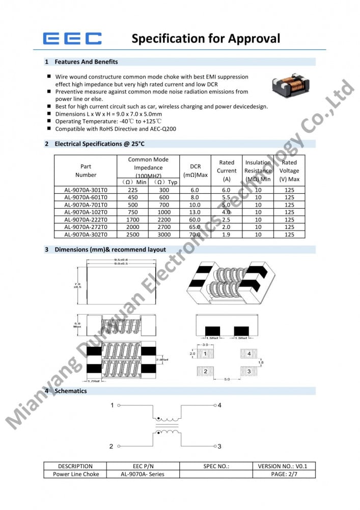 AL-9070A-701T0 approval specification page 3