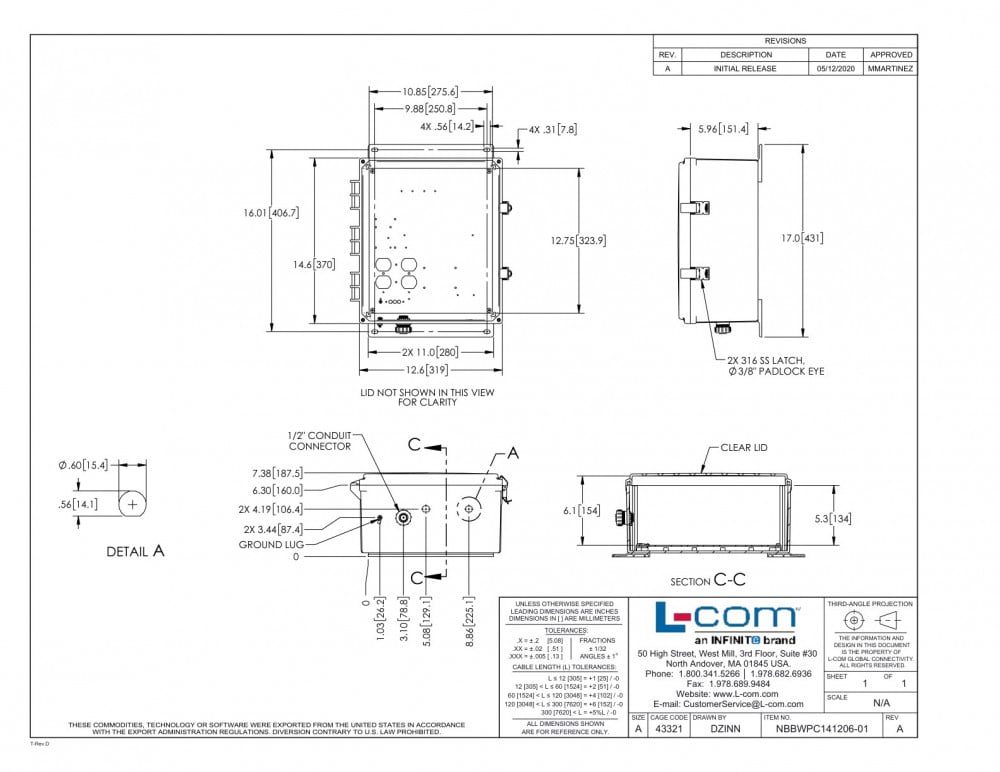 L-com NBBWPC141206-01 technical drawing page