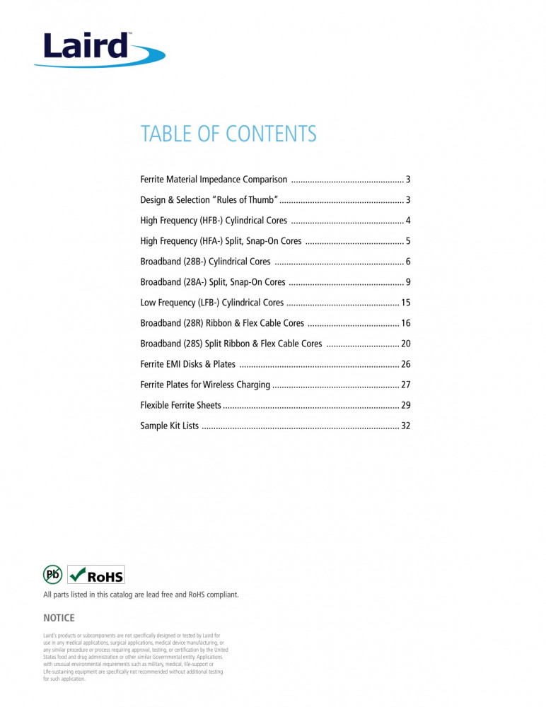 Laird Ferrite EMI Cable Cores document page 4