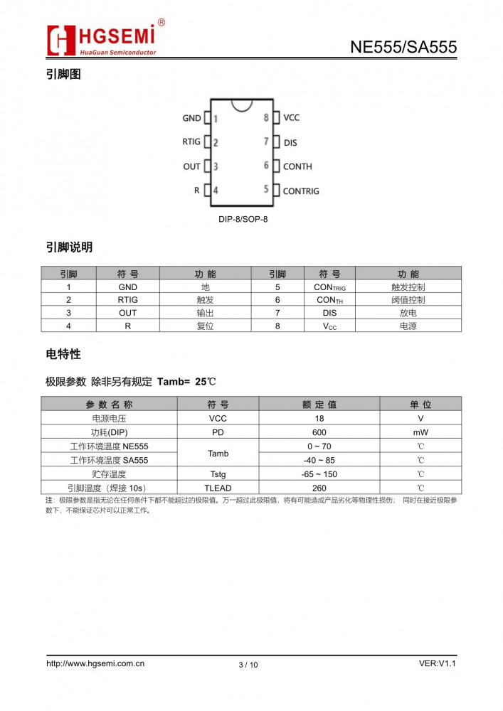 NE555DR/HG datasheet page 3