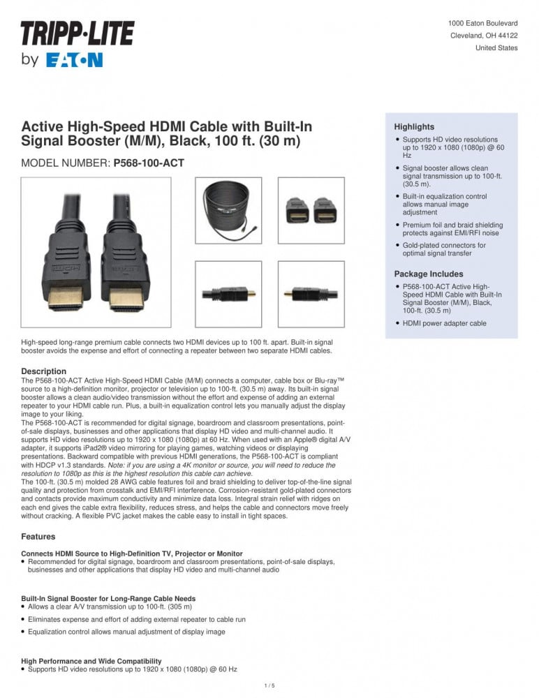 P568-100-ACT technical document page 1