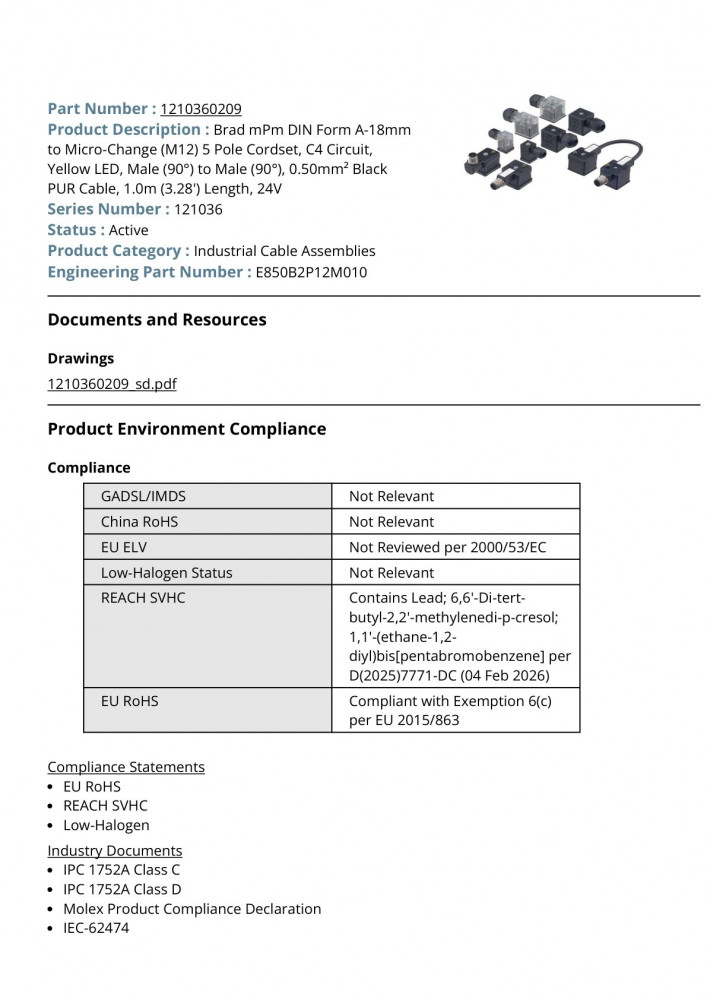 Molex product drawing page 1