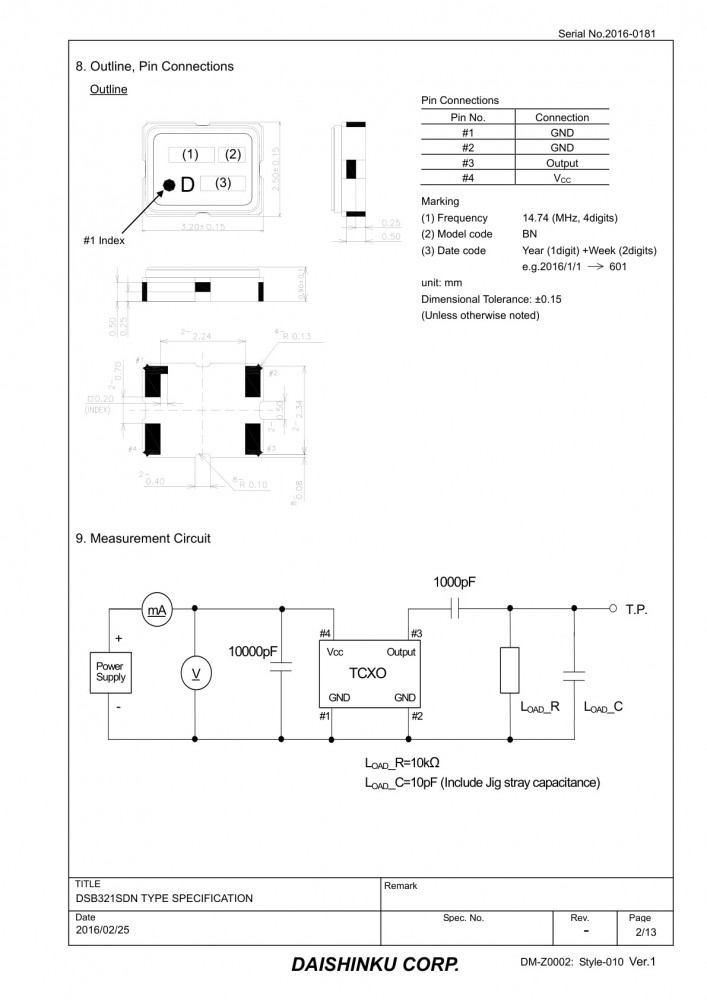 KDS 1XTW14745MDA specification page 3