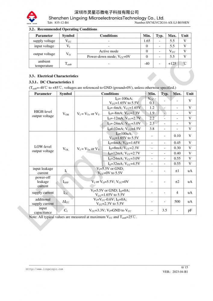 SN74LVC2G14 datasheet page 6
