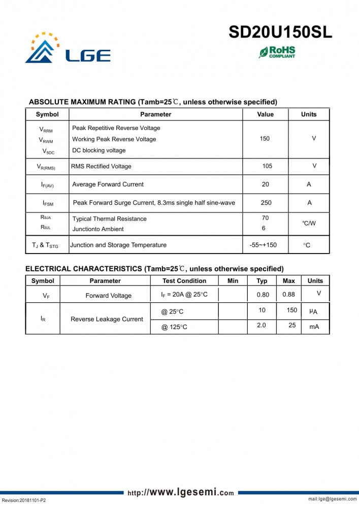 SD20U150SL datasheet page 2