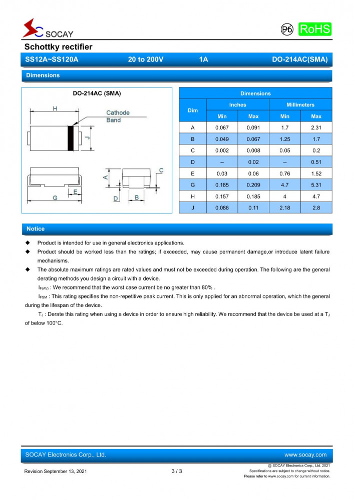 SOCAY SS13A datasheet page 3