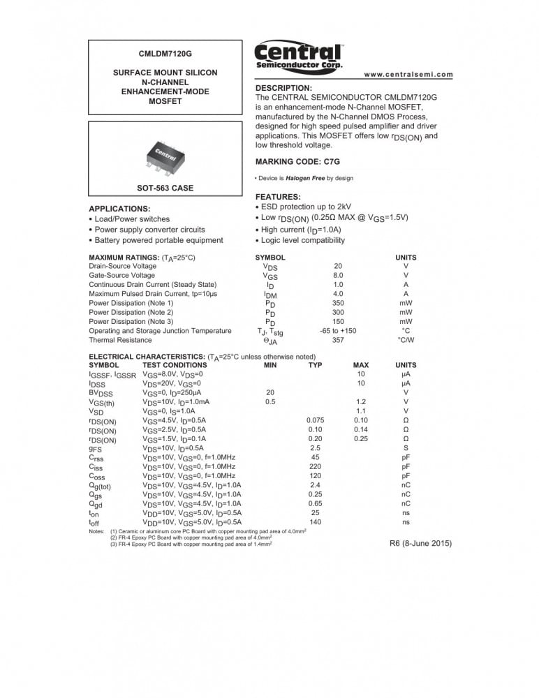 CMLDM7120G TR PBFREE datasheet page 1