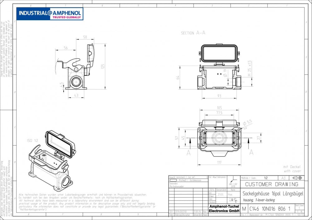 Amphenol C146 10N016 806 1 technical document preview