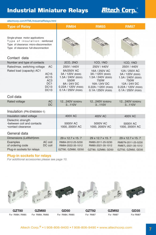 Altech industrial relay documentation page 7