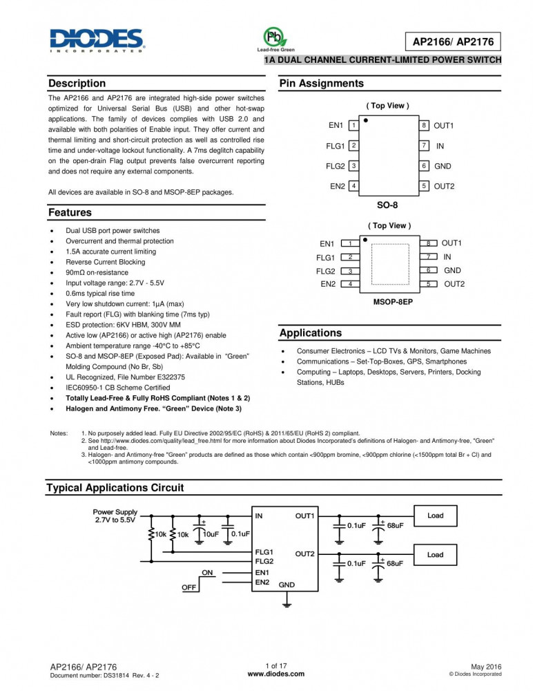 AP2176MPG-13 datasheet page 1
