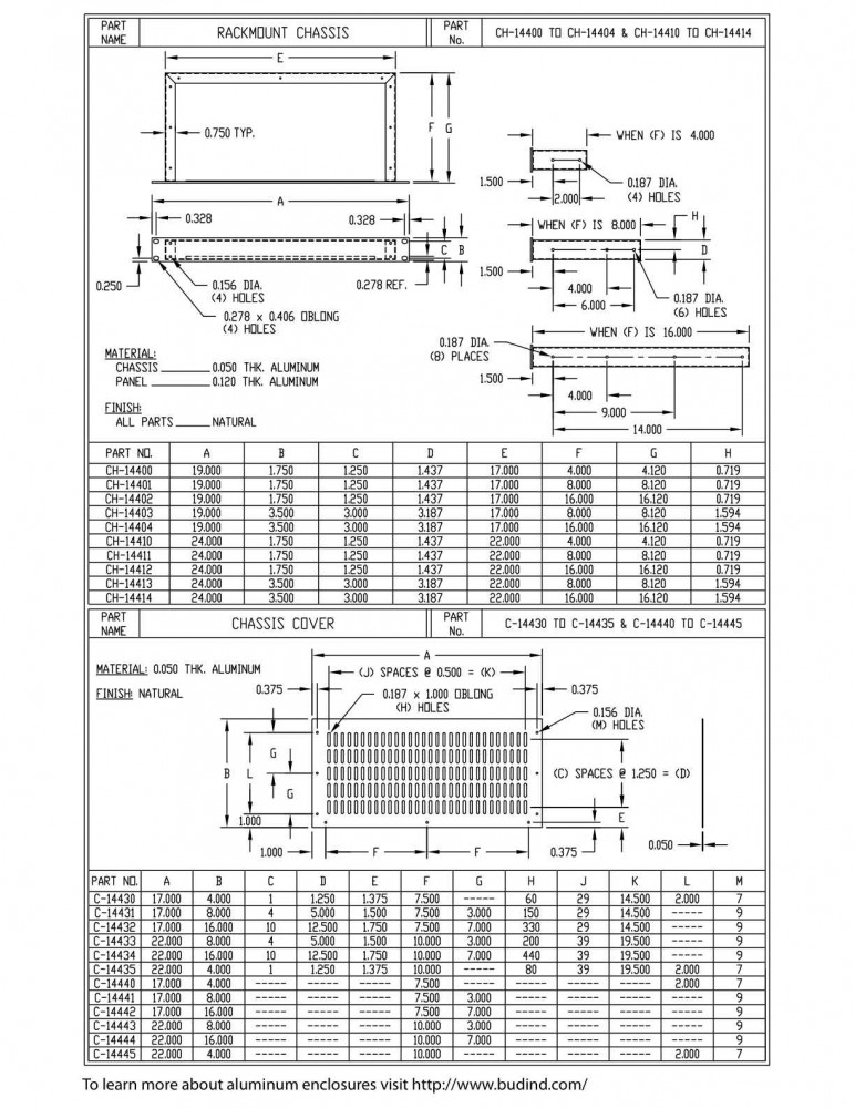 CH-14401 rackmount chassis technical drawing