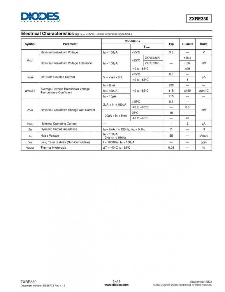 ZXRE330ASA-7 datasheet page 3