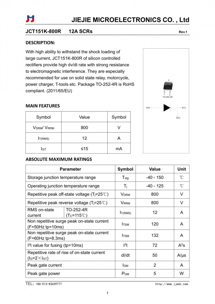JCT151K-800R datasheet page 1