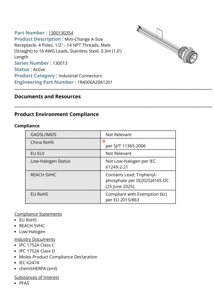 MOLEX 1300130354 product document image 1