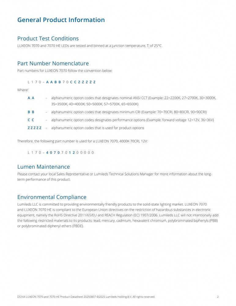 LUXEON 7070 datasheet page 3