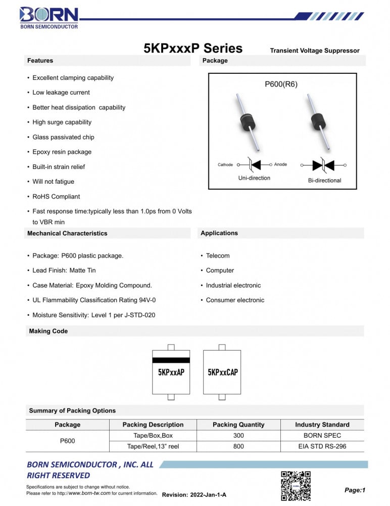 5KP350CAP datasheet page 1