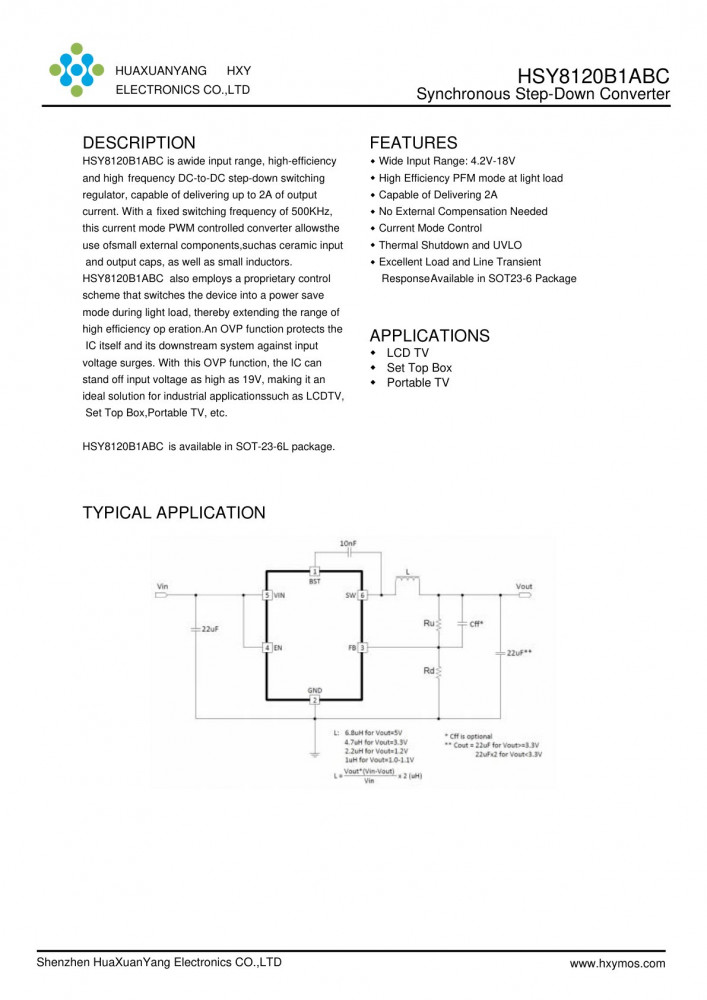 HSY8120B1ABC datasheet page 1