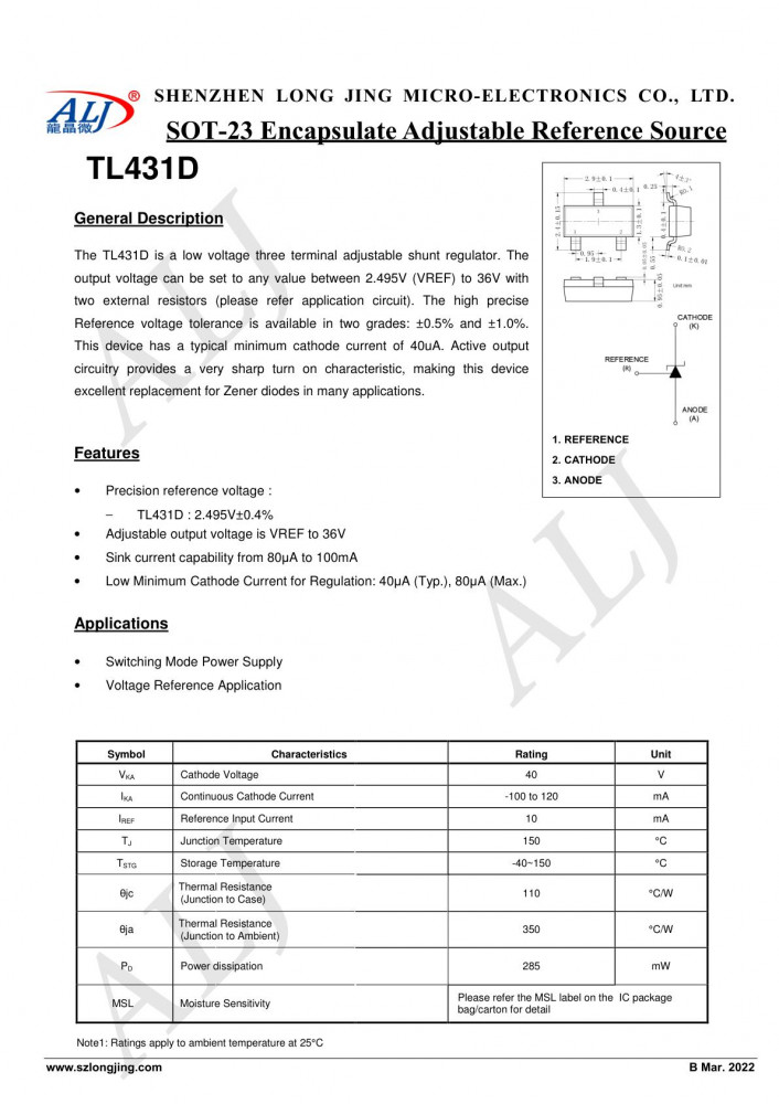 TL431D datasheet page 1
