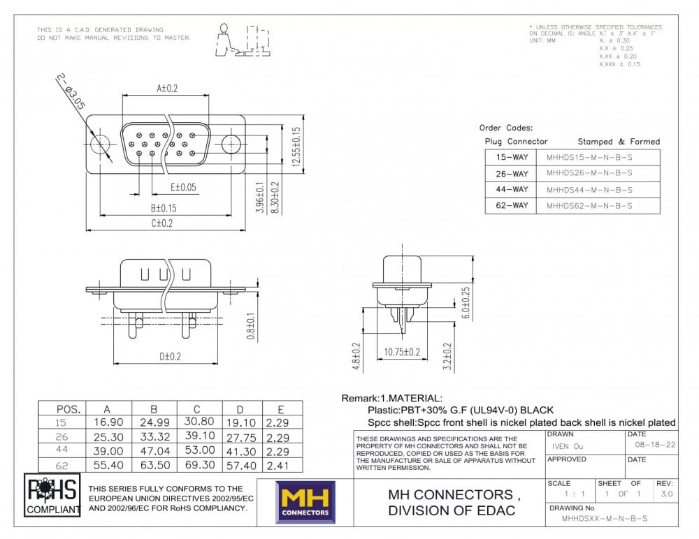 MHHDS26-M-N-B-S product drawing