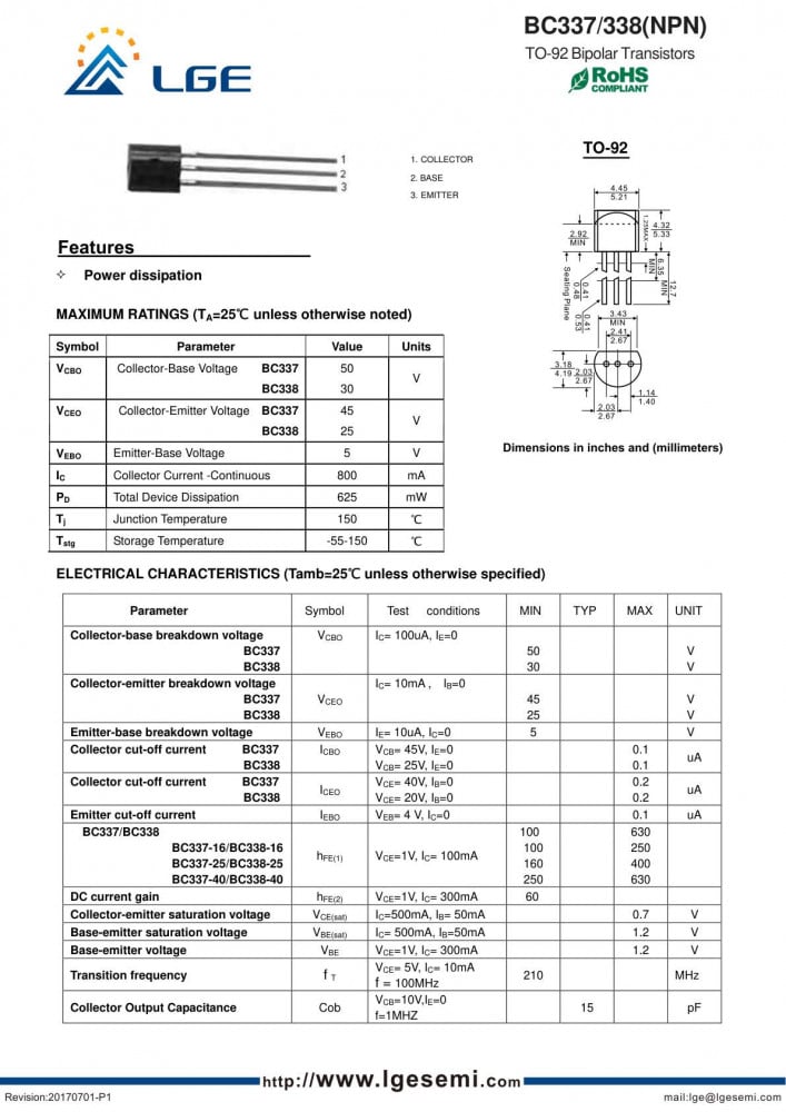 BC338-40 datasheet page 1