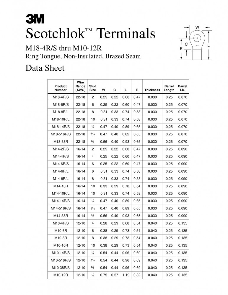 3M Scotchlok M18-6R/SK terminal data sheet image 1