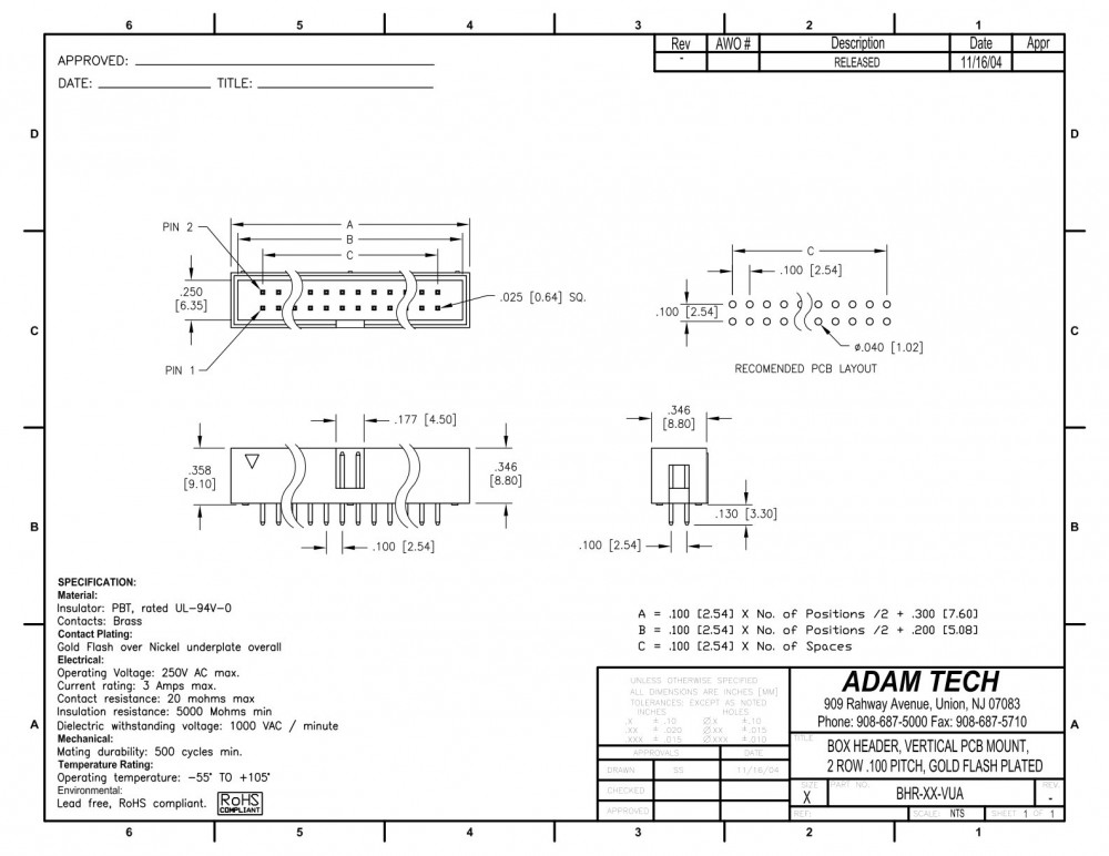 ADAM TECH BHR-14-VUA technical drawing preview