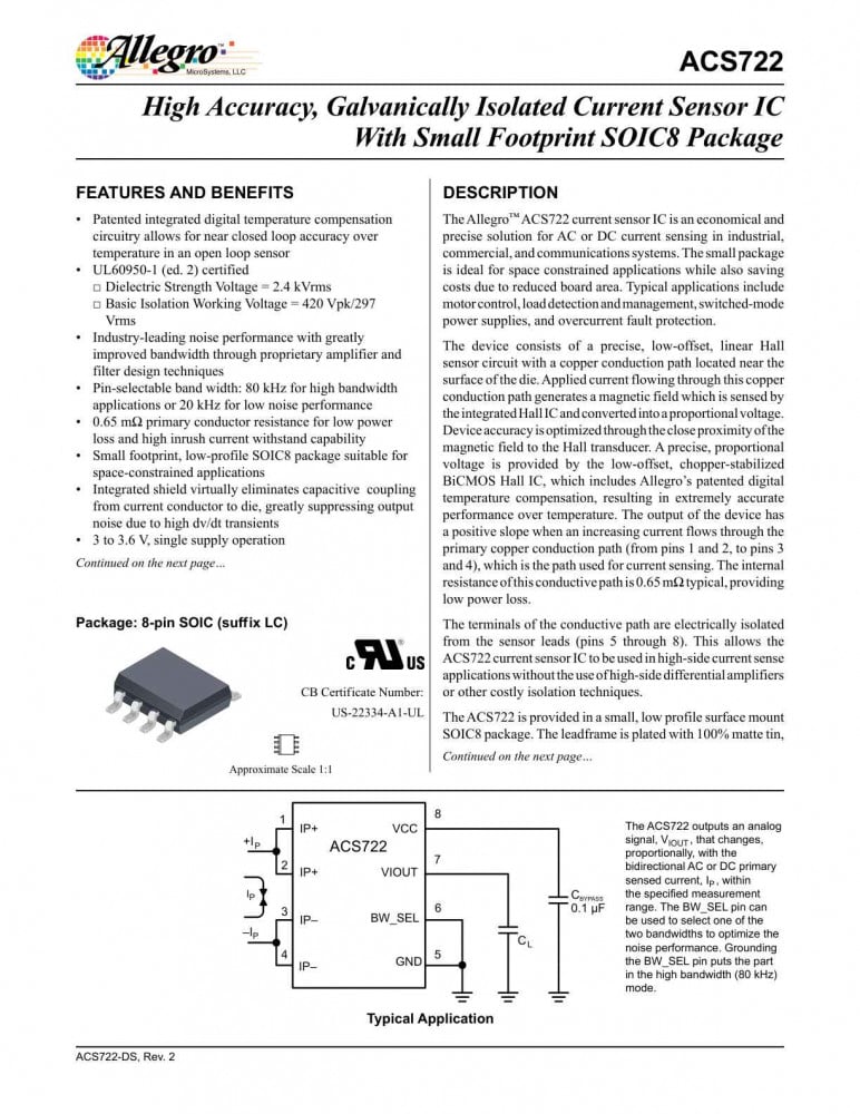ACS722 datasheet page 1