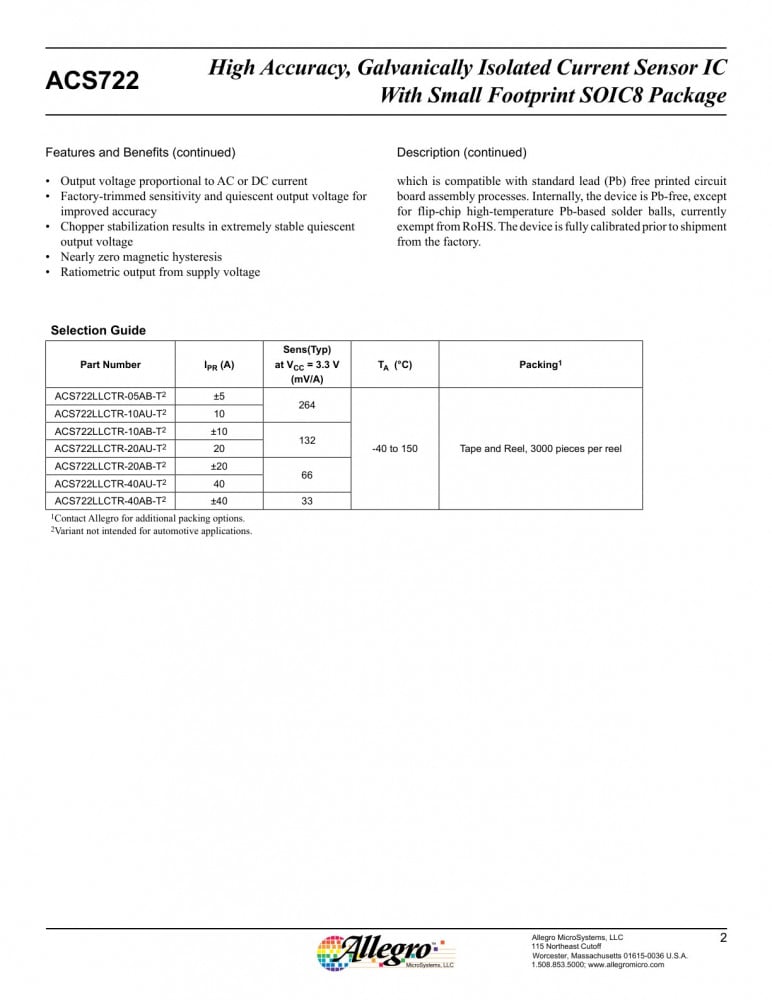 ACS722 datasheet page 2
