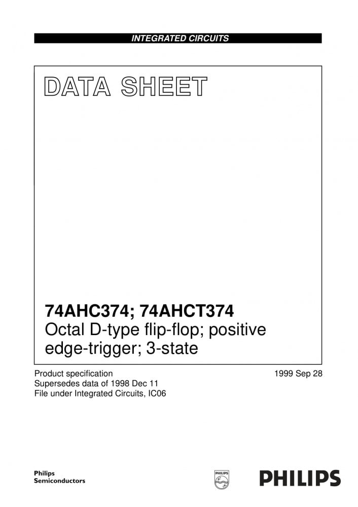 74AHCT374PW datasheet page 1