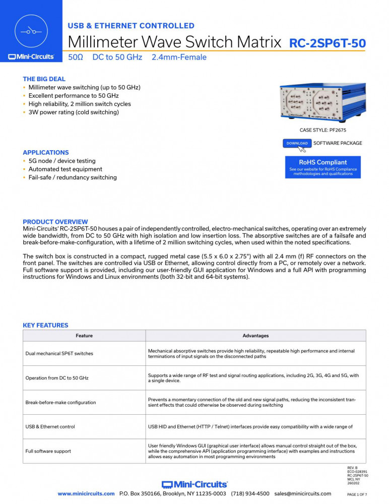 RC-2SP6T-50 product documentation page 1