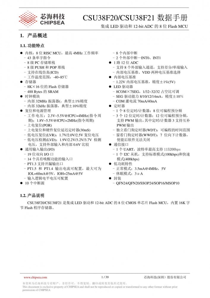 CSU38F20 datasheet page 1