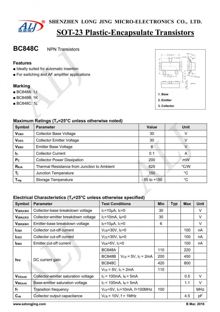 BC848C datasheet page 1